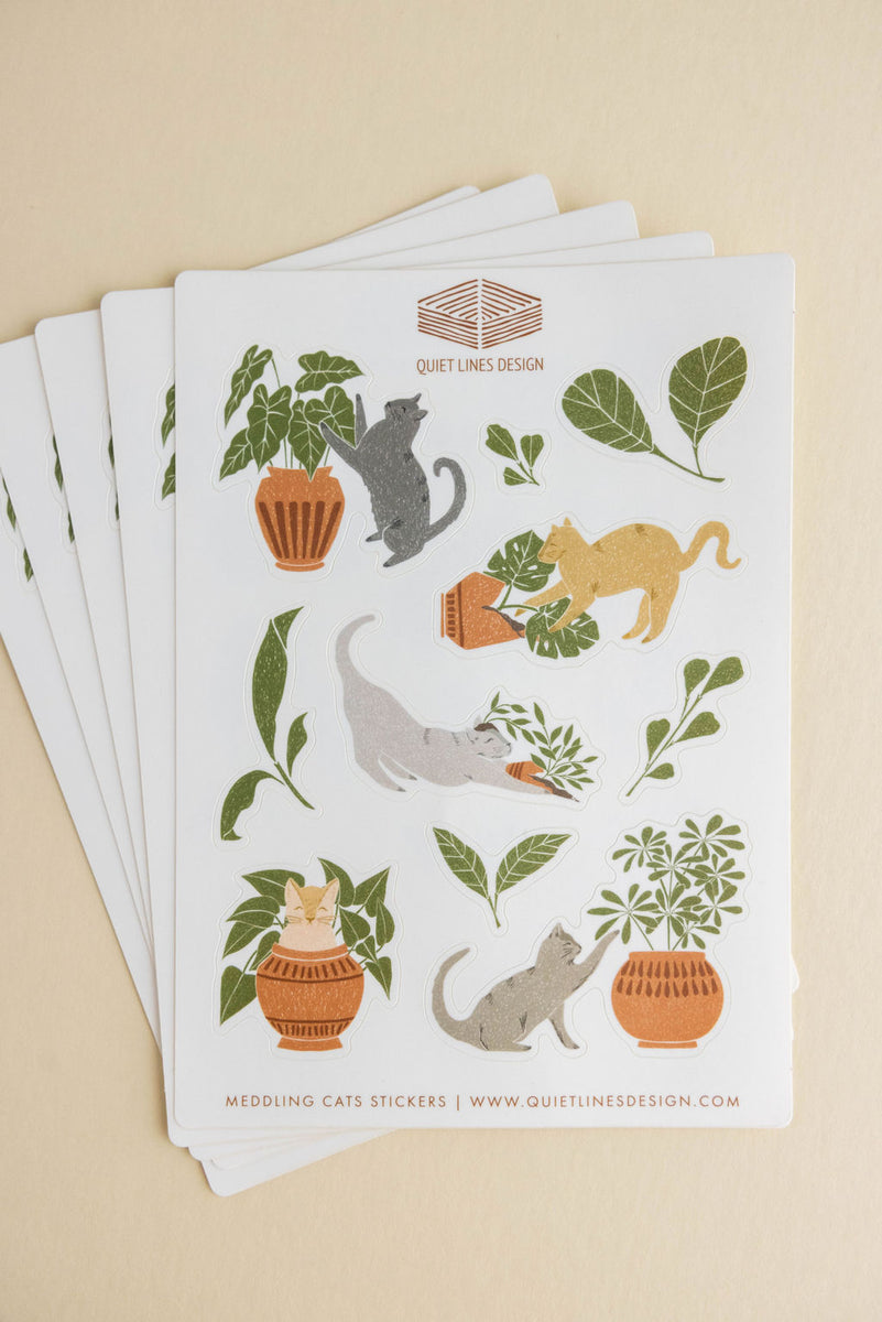 Meddling Cats Sticker Sheet-QUIET LINES DESIGN – Quiet Lines Design